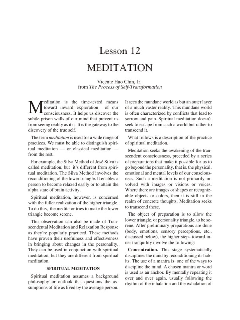 Lesson-12-Meditation | PDF