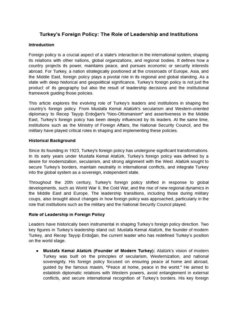 Turkey's Foreign Policy | PDF