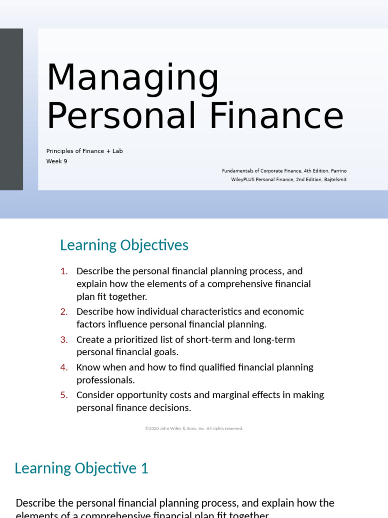 Managing Personal Finance | PDF