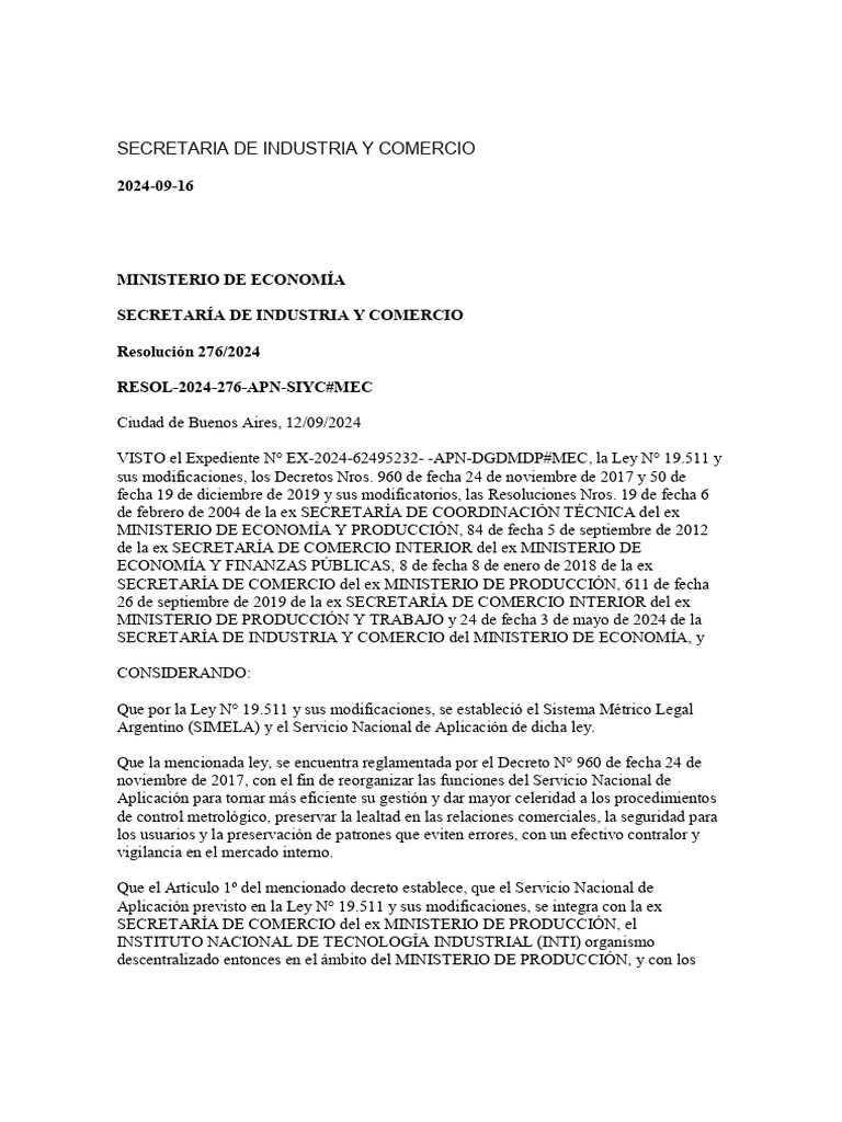 Resol 276 de 2024 | PDF