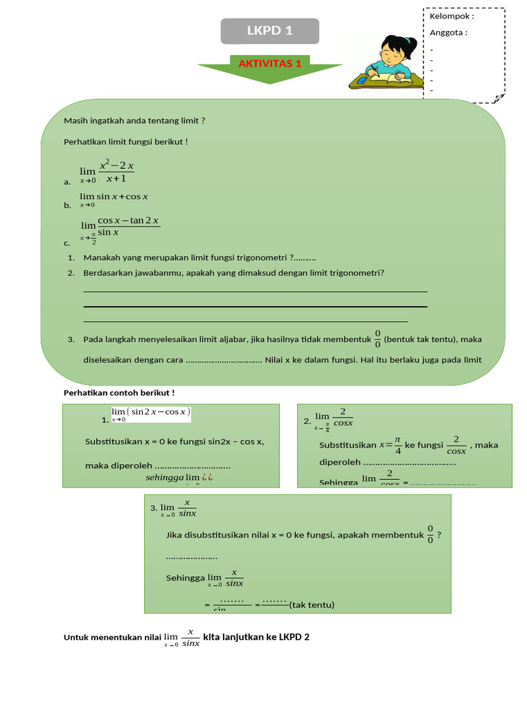 LKPD Bentuk Dasar Limit Trigono | PDF