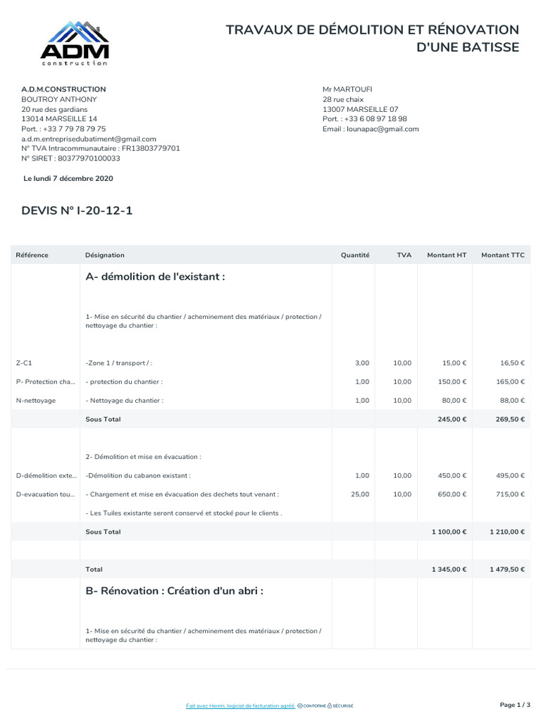 Devis Cabanon BTP | PDF