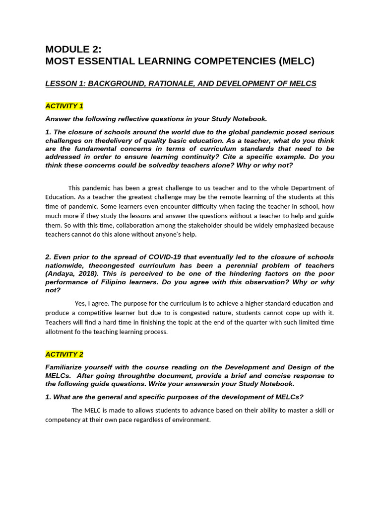 MODULE 2 Activities | PDF