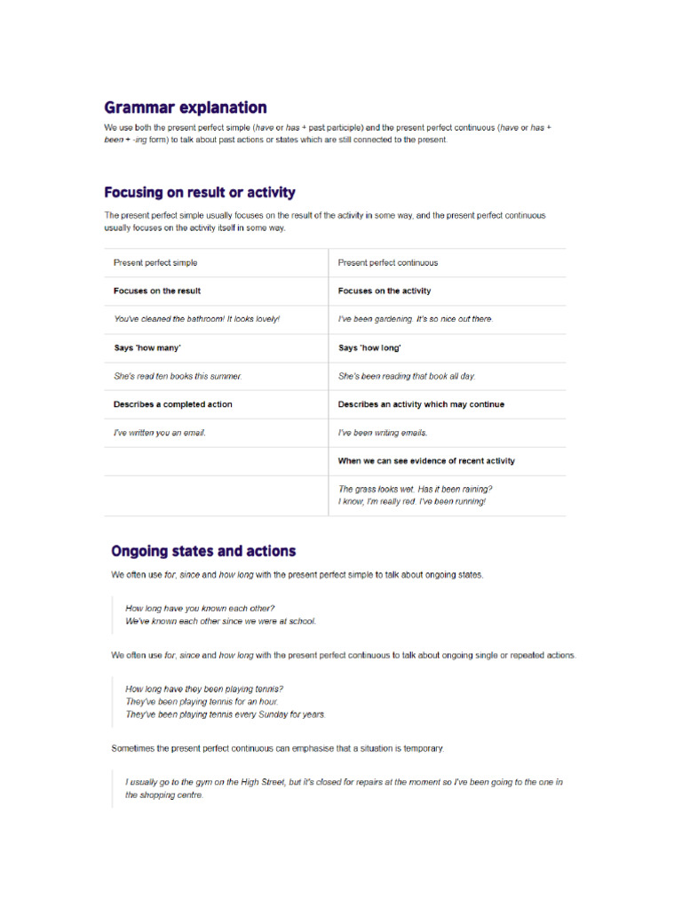 Present Perfect Sp. - Cont | PDF