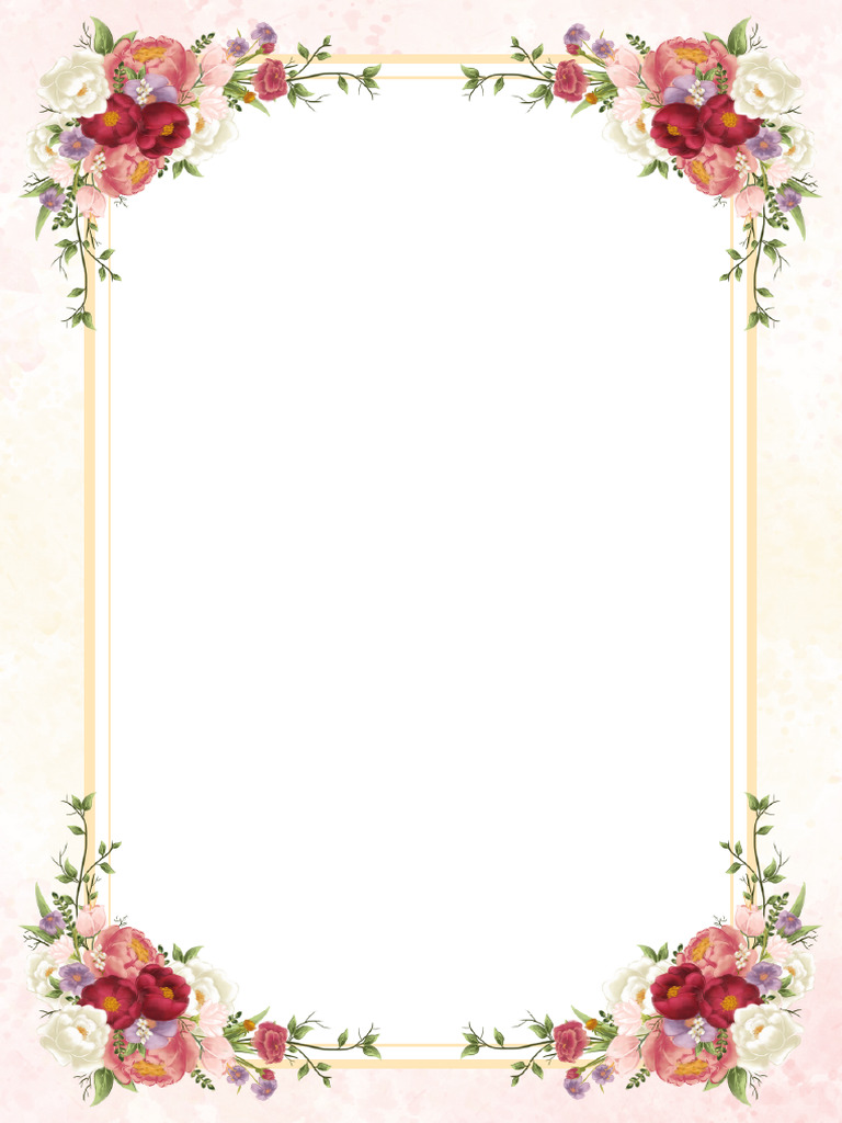Pink Red Simple Illustrative Frame Floral Page Border | PDF