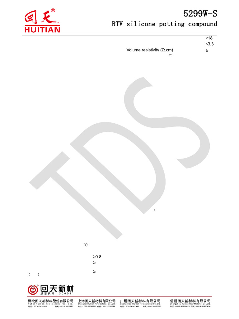 RTV Silicone Potting Compound: Technical Data Sheet | PDF | Silicone ...