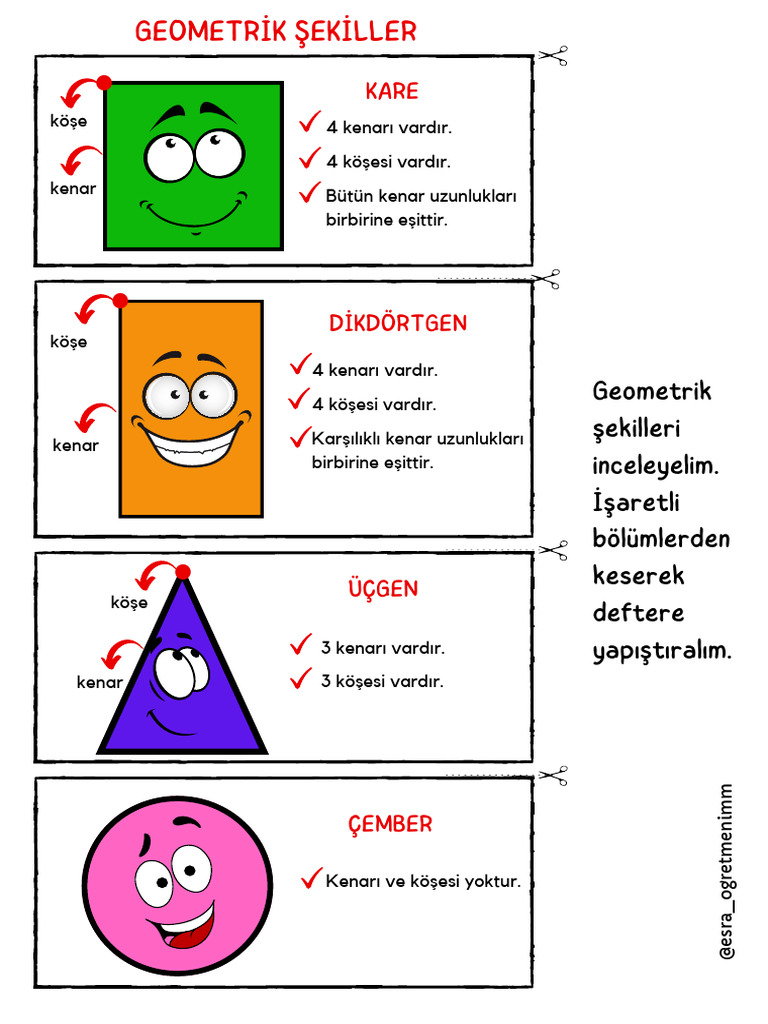 1 Sinif Geometrik Sekiller Defter Calismasi | PDF