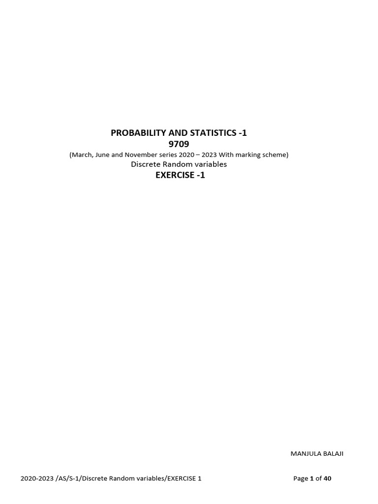 s1 Discrete Random Variable Ex 1 With Ms | PDF