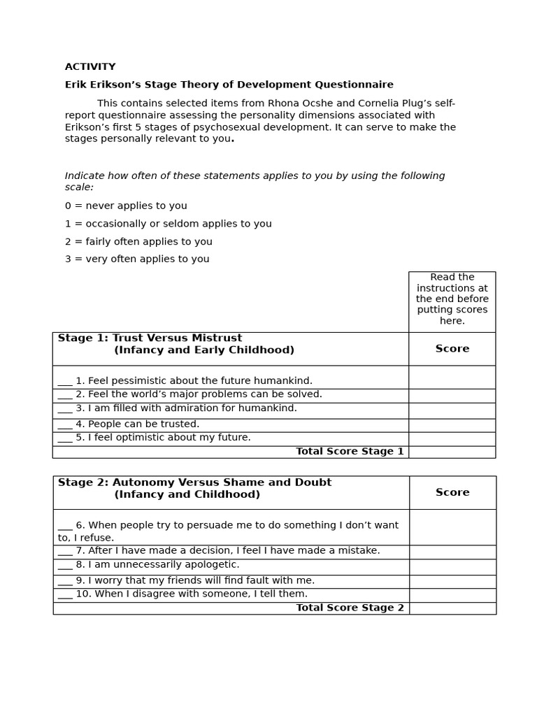 Activity Eriksons-Theory | PDF