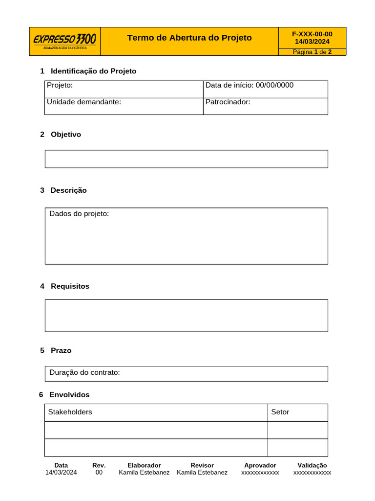 Modelo Tap - Termo de Abertura de Projeto - 00 | PDF