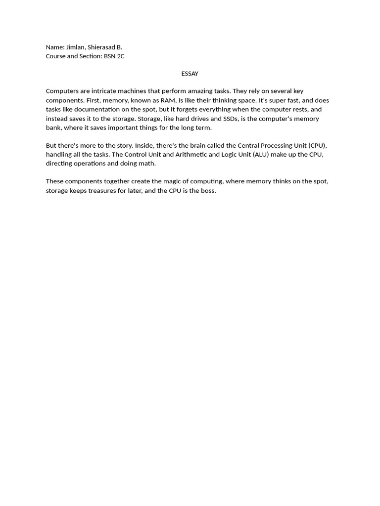 Name: Jimlan, Shierasad B. Course and Section: BSN 2C Essay | PDF