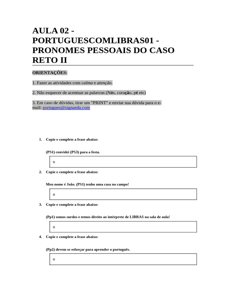Aula+02+ +portuguescomlibras01+ +Pronomes+Pessoais+Do+Caso+Reto+II | PDF