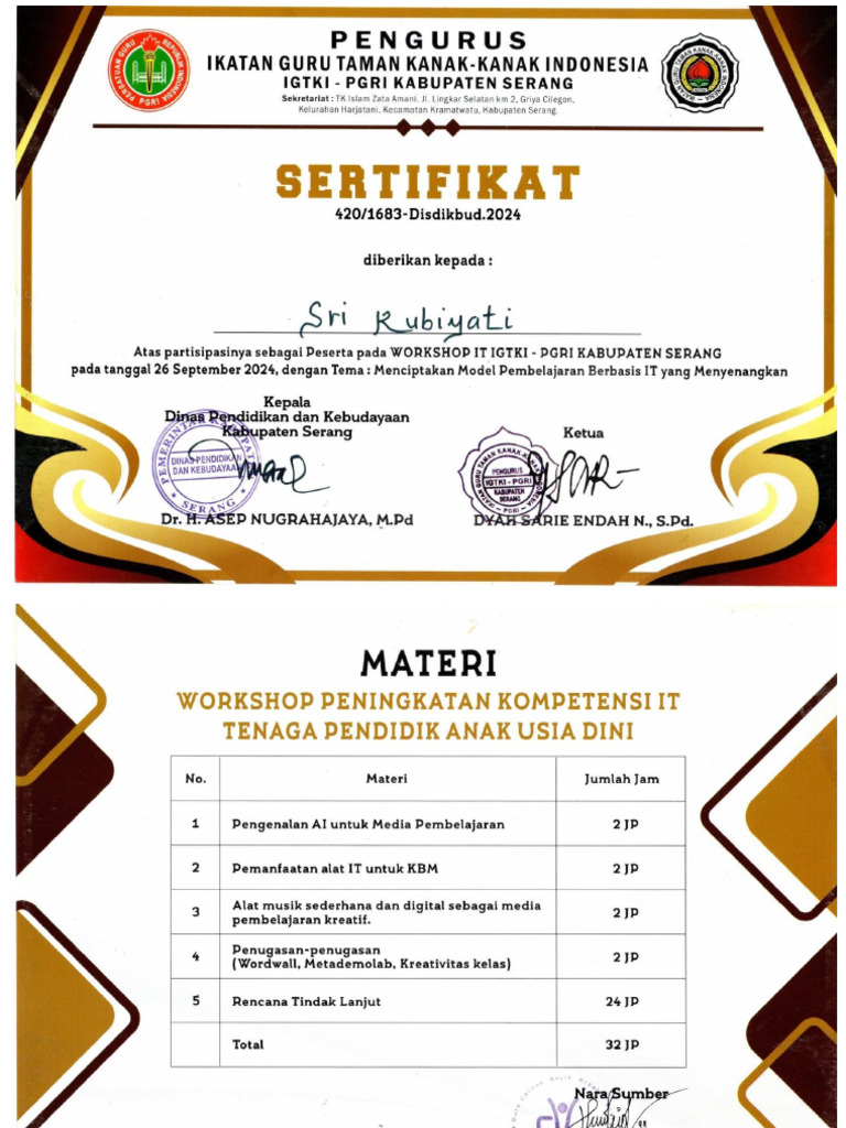 SERTIFIKAT IGTKI 2024 | PDF