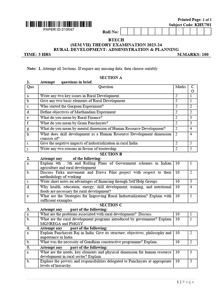 Khu701 Rural Development Administration Planning | PDF