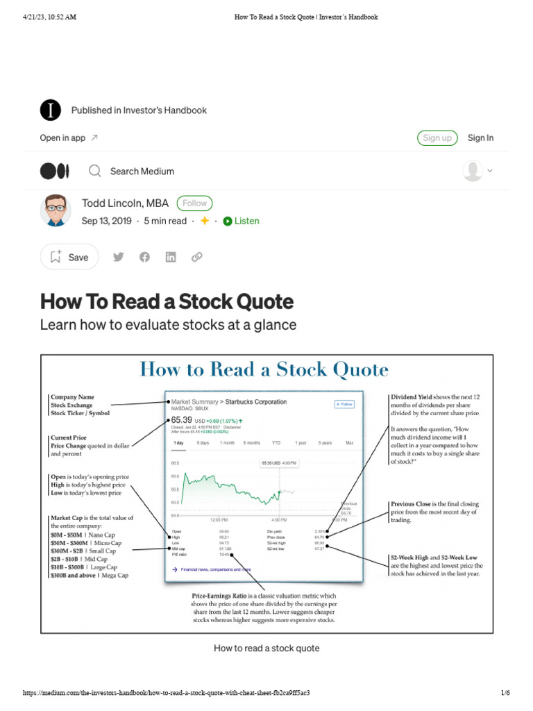 How+To+Read+a+Stock+Quote+ +PDF+ | PDF