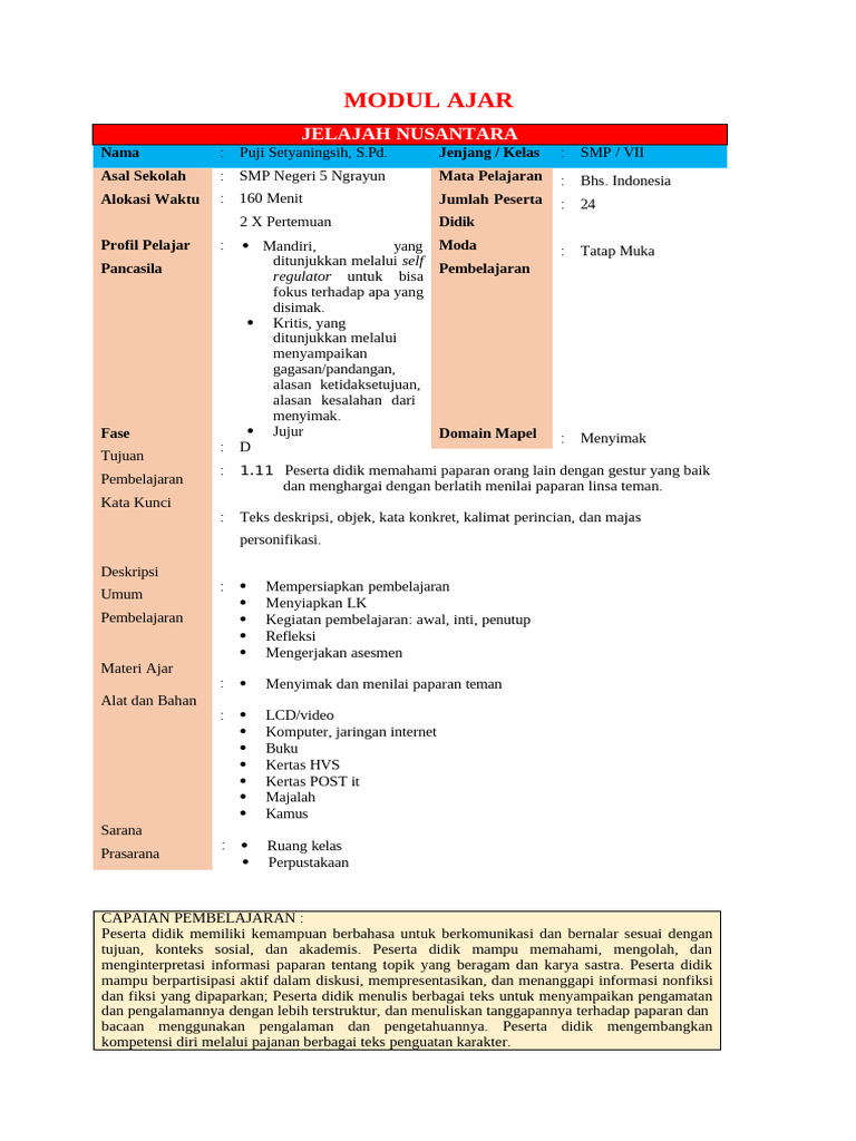 Modul Ajar Bab 1 Jelajah Nusantara | PDF