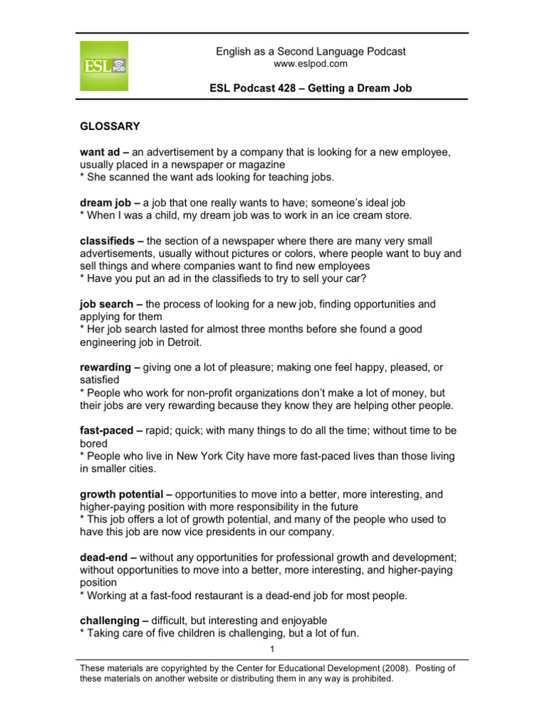 ESLPod 428 Guide | PDF