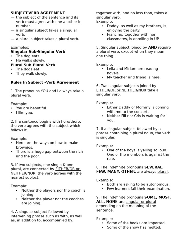 Subject-Verb Agreement | PDF