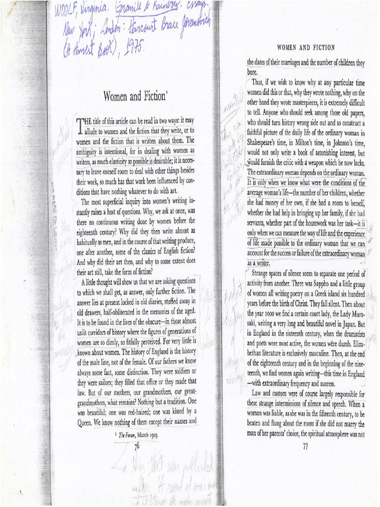 03 - Woolf, Virginia - Women and Fiction | PDF