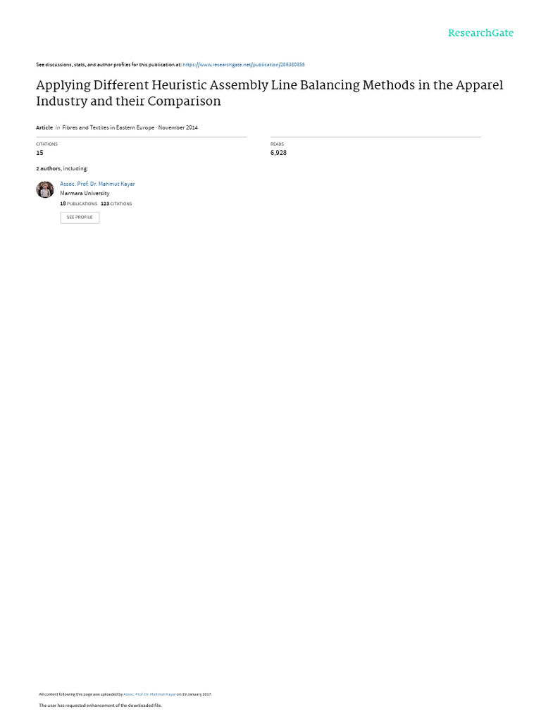Applying Different Heuristic Assembly Line Balancing Methods | PDF
