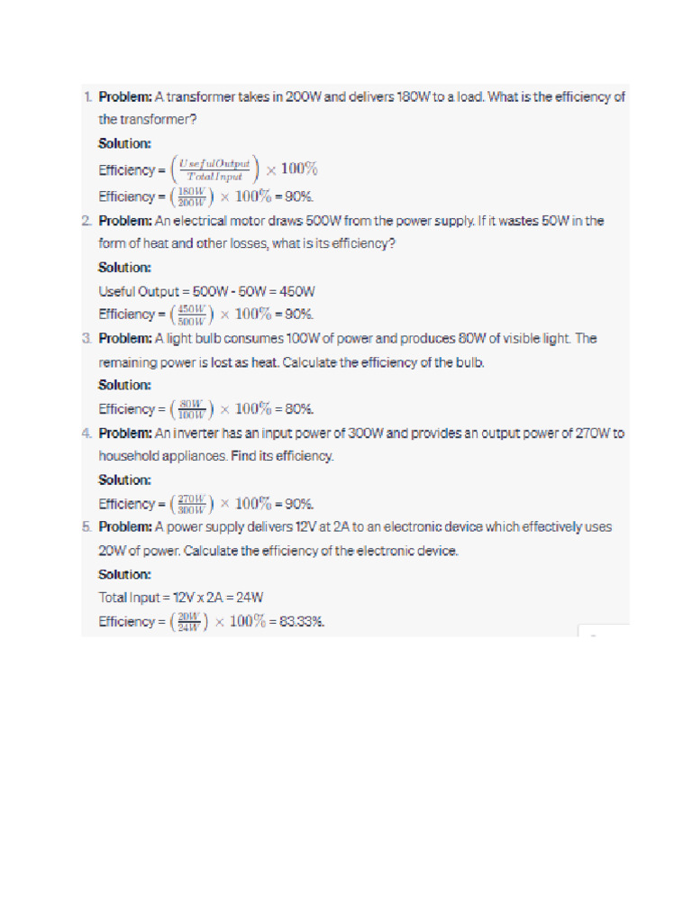 Efficiency Example Problems | PDF