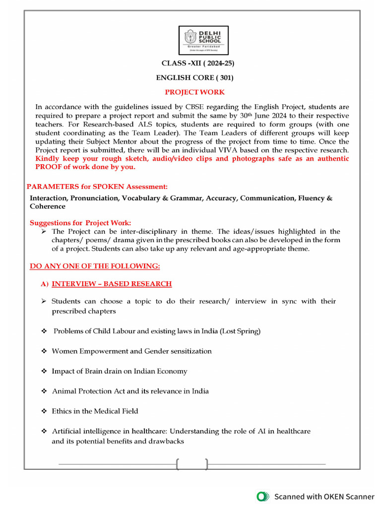 class 12th English project ideas | PDF