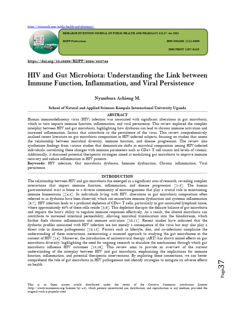 HIV and Gut Microbiota: Understanding The Link Between Immune Function, Inflammation, and Viral ...