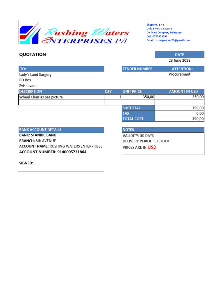 Wheel Chair Quote | PDF