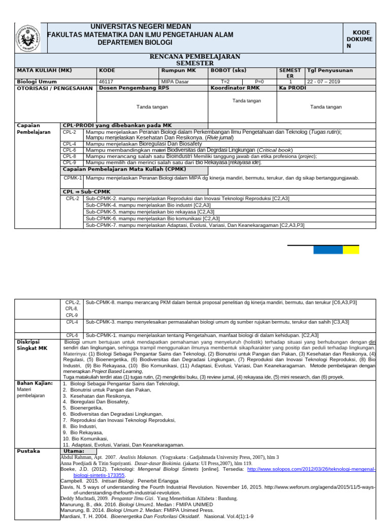 RPS biologi umum | PDF