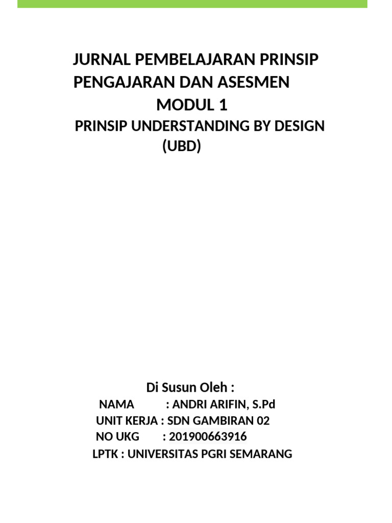 Jurnal Pembelajaranku Asesmen Modul 1 Topik 1 Understanding by Design Asep Muslih | PDF