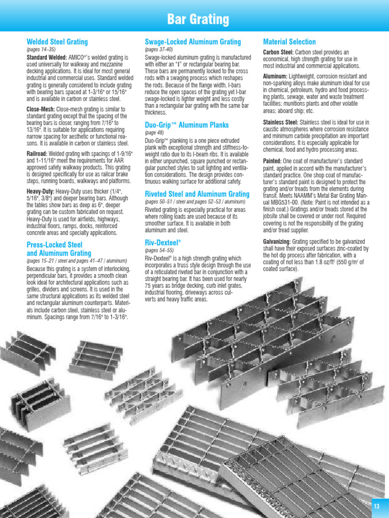 AMICO Bar Grating Steel Bar Grating Product Catalog 276353 | PDF