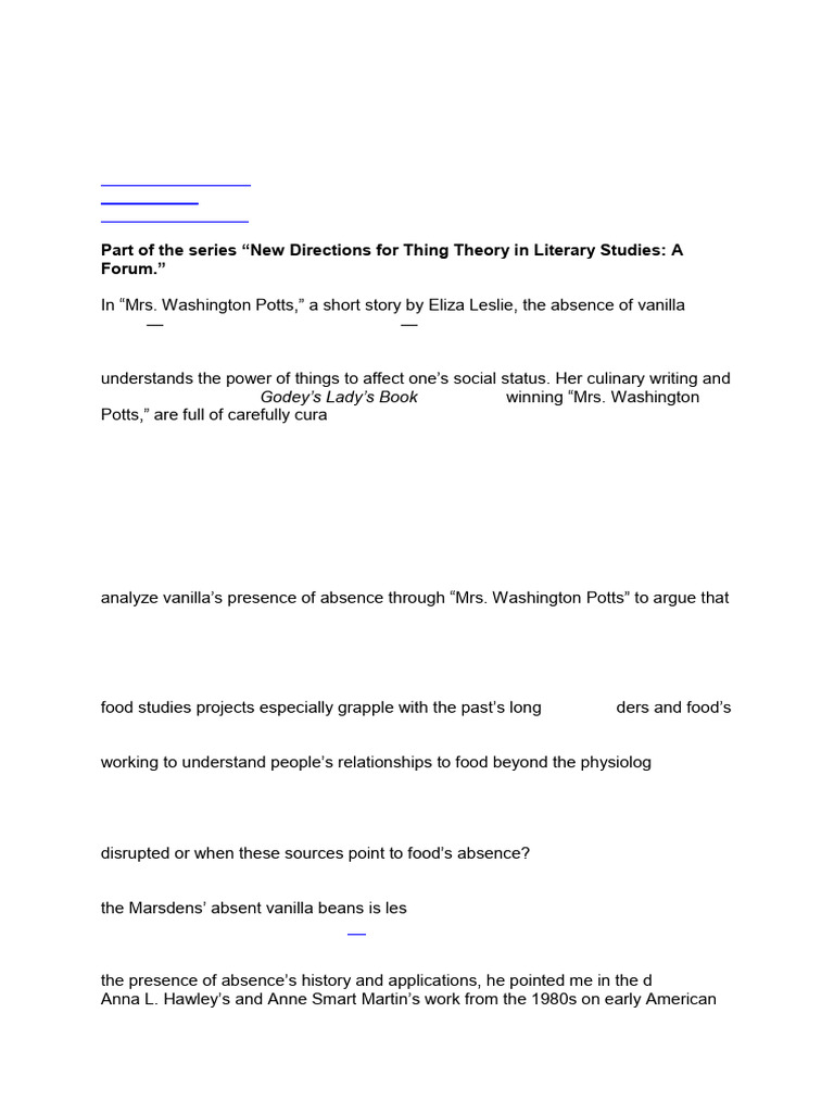 A Present and Absent Thing | PDF | Vanilla