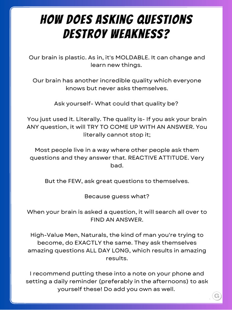 Fascinating Questions To Destroy Your Inner Bitch | PDF