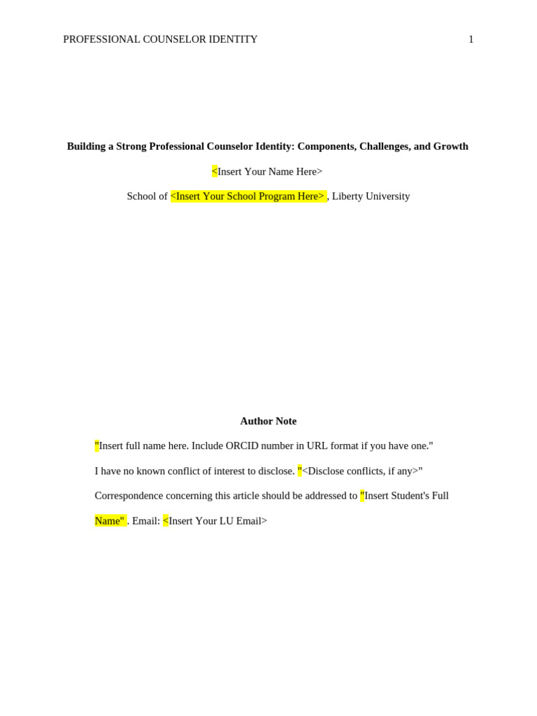 Building A Strong Professional Counselor Identity - Edited | PDF