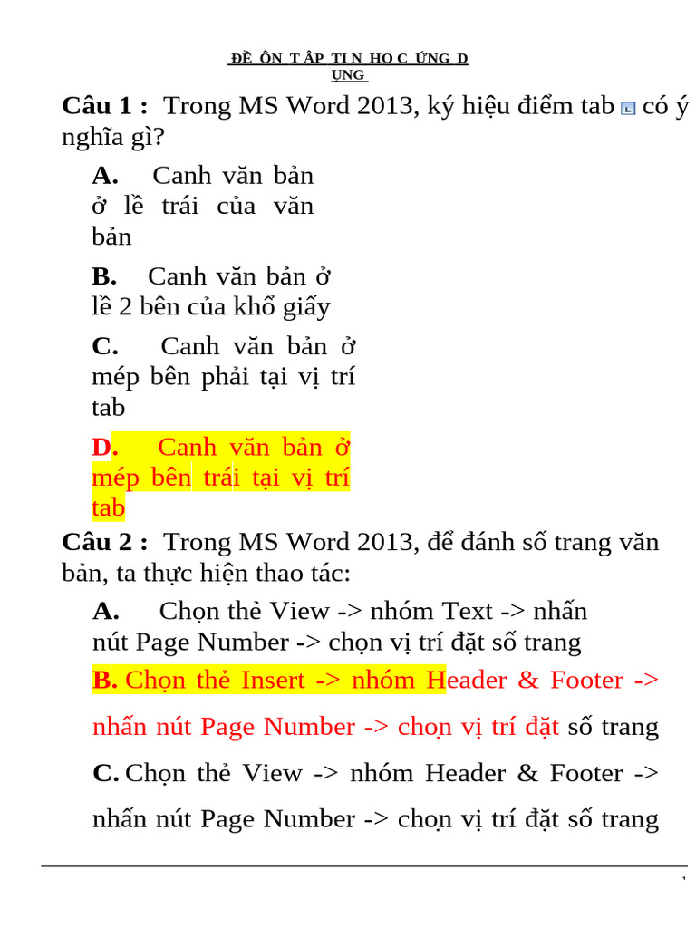 OnTap TracNghiem THUD Code-119 | PDF