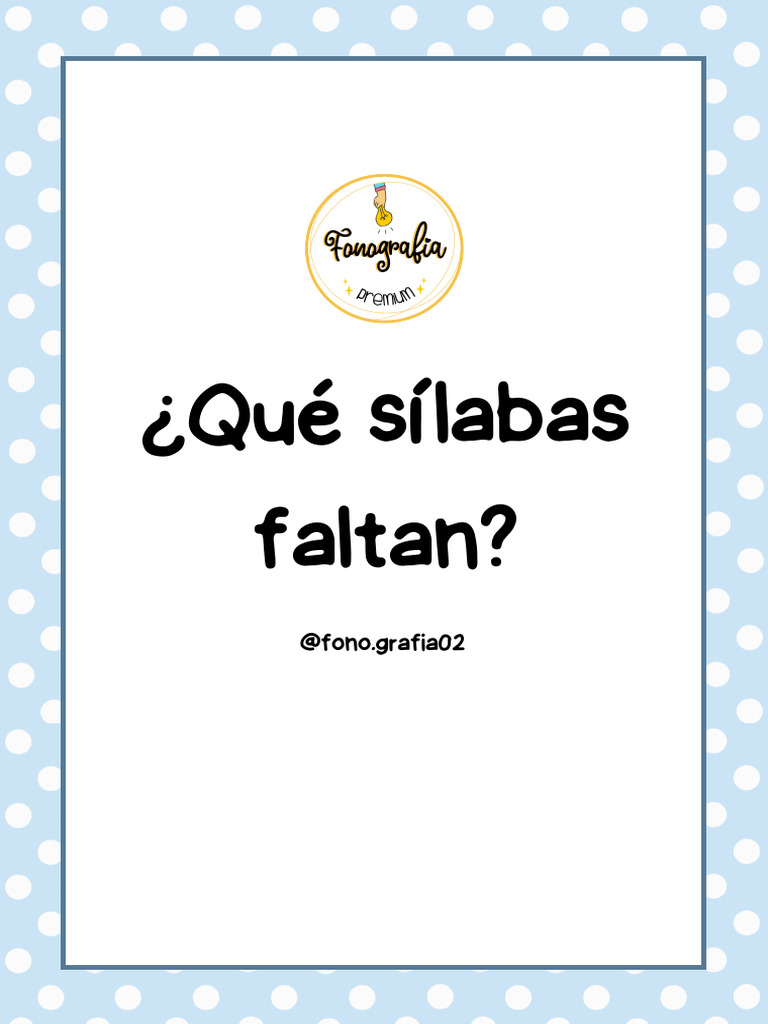 Qué Sílabas Faltan | PDF