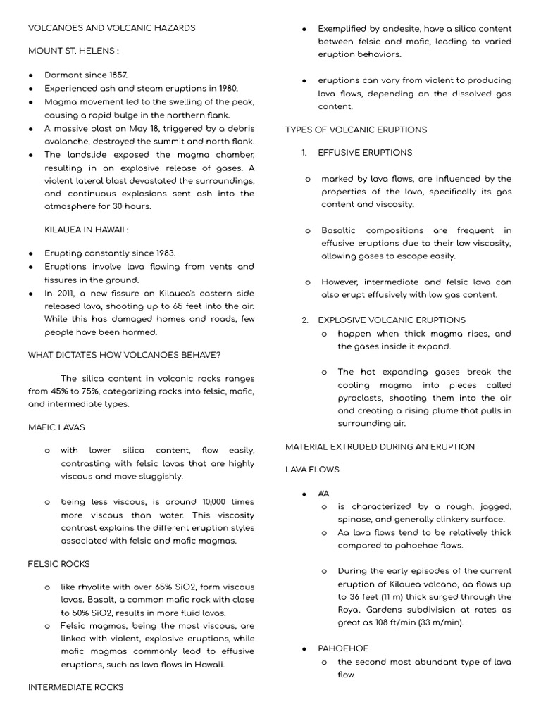 Geology Lesson 1 4 | PDF | Lava | Volcano