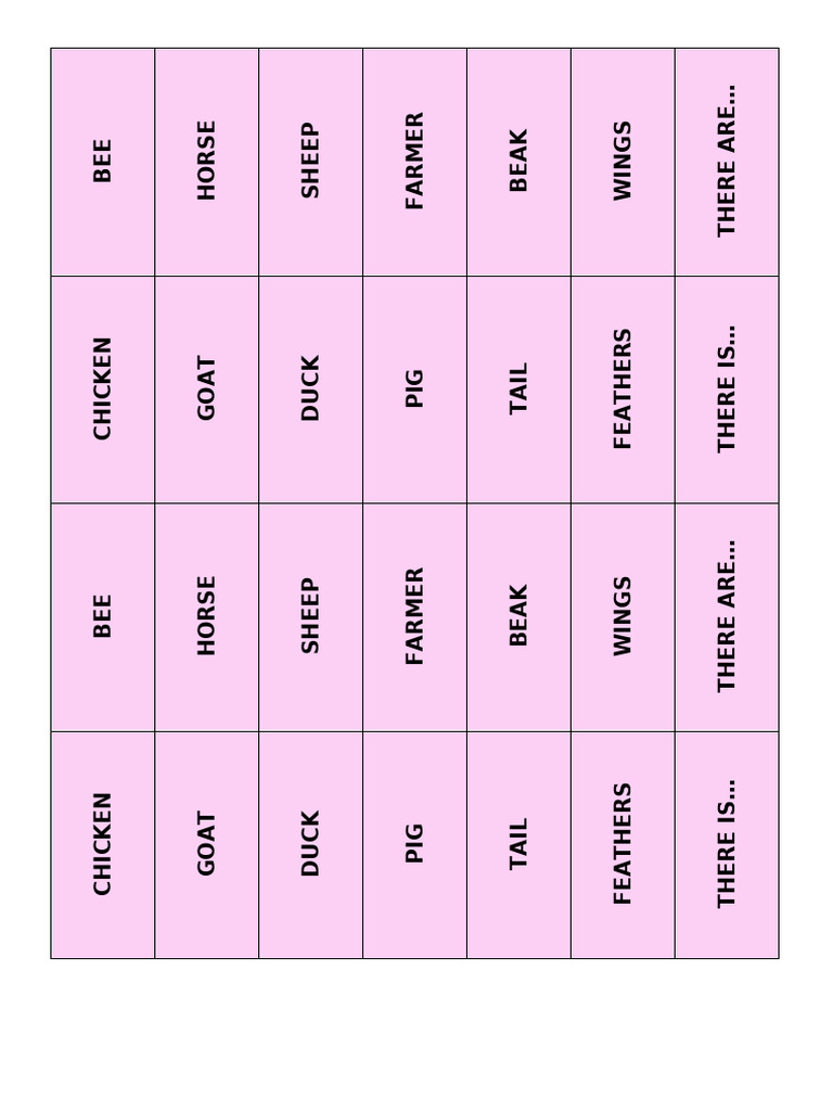 Vocabulary Cards Unit 4 | PDF