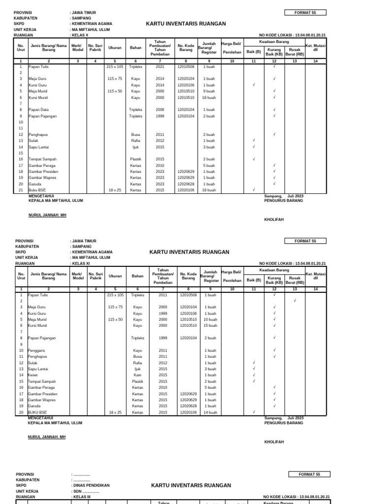 Kartu-Inventaris-Ruang (KIR) | PDF