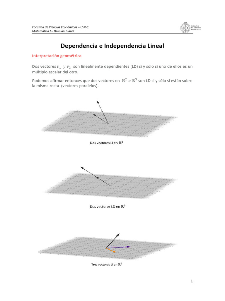 Dependencia e Independencia Lineal de Vectores | PDF