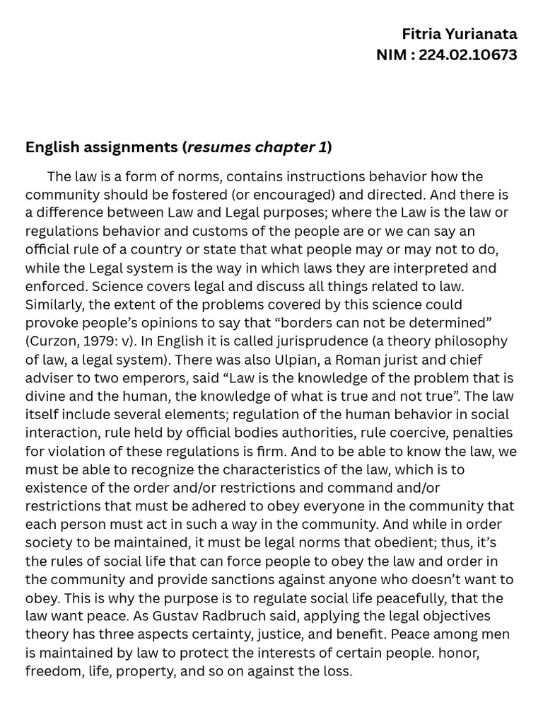 English Assignments (Resumes Chapter 1) | PDF
