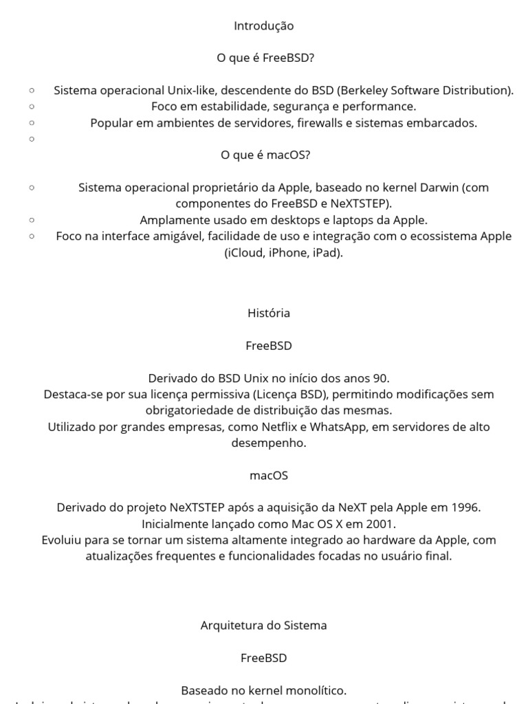 Aqui Está Uma Versão Mais Detalhada Do Roteiro para o Slideshow Sobre FreeBSD e macOS. Slide 1 ...