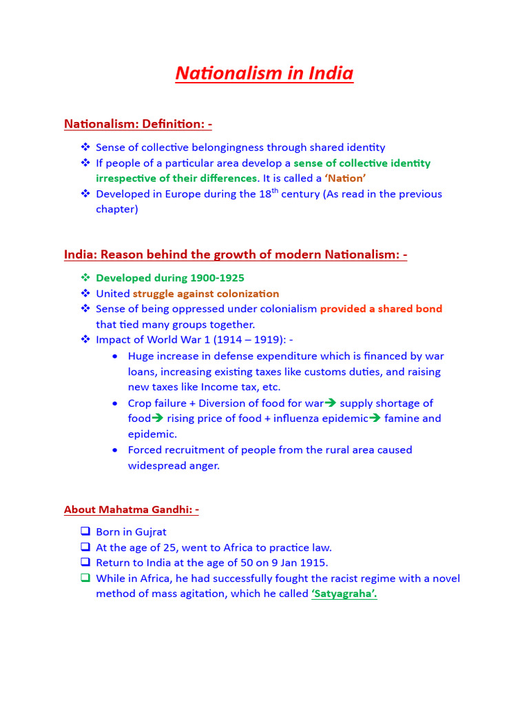 Chapter 2 - History - Nationalism in India - Part 1 | PDF