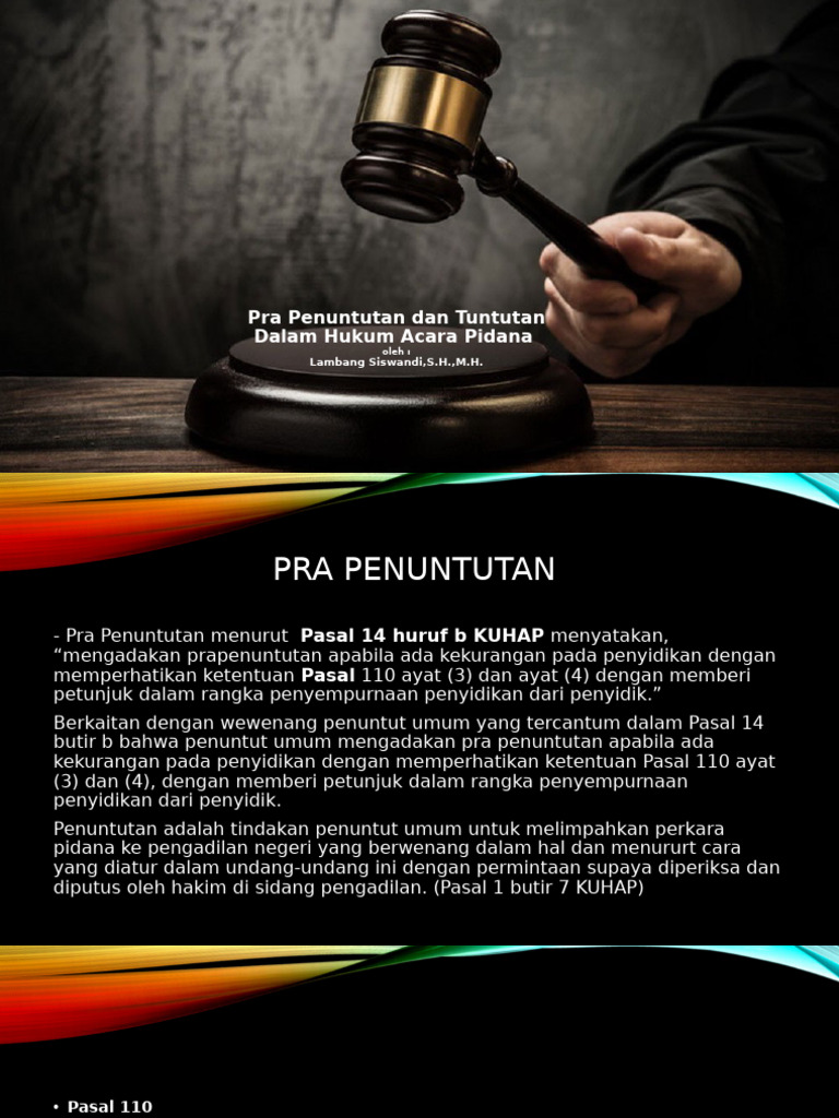 Materi Pra Penuntutan Dan Tuntutan | PDF