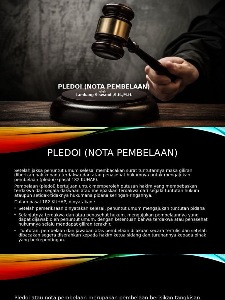 Materi Pledoi (Nota Pembelaan) | PDF