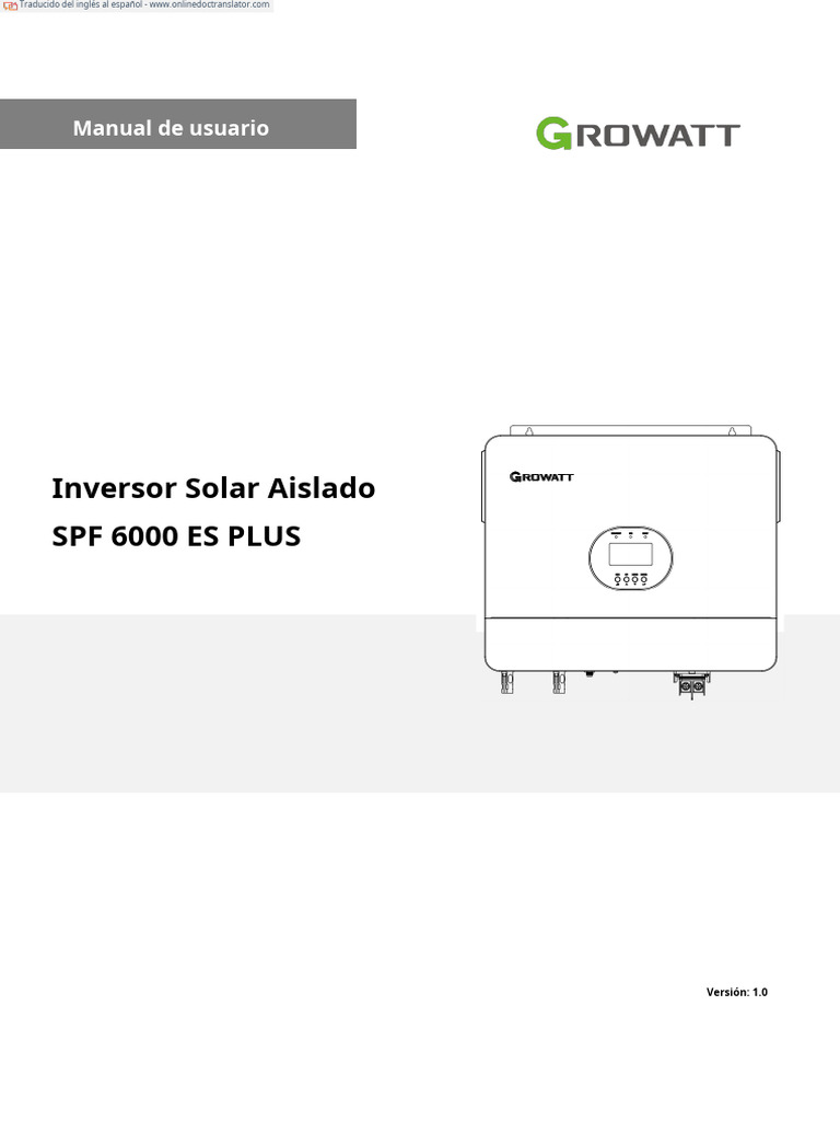 Growatt SPF 6000 ES Plus Manual - En.es | PDF