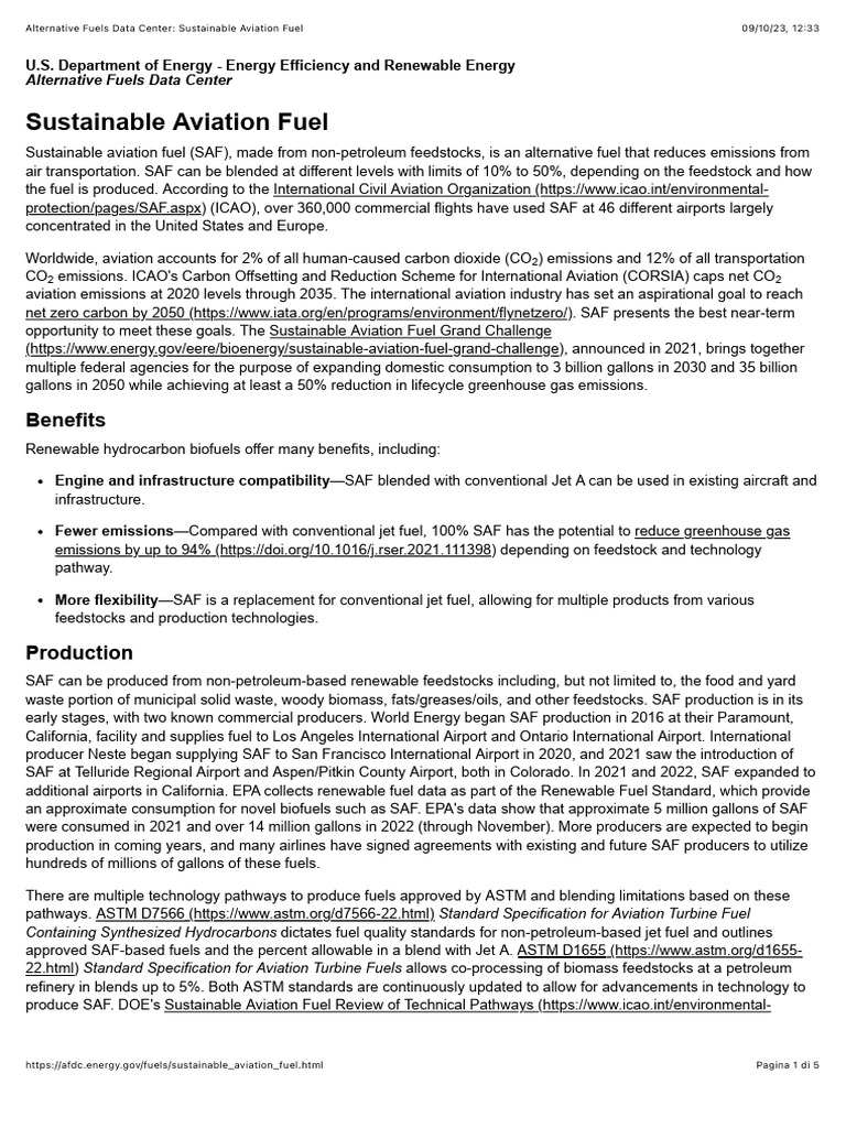 Alternative Fuels Data Center: Sustainable Aviation Fuel | PDF