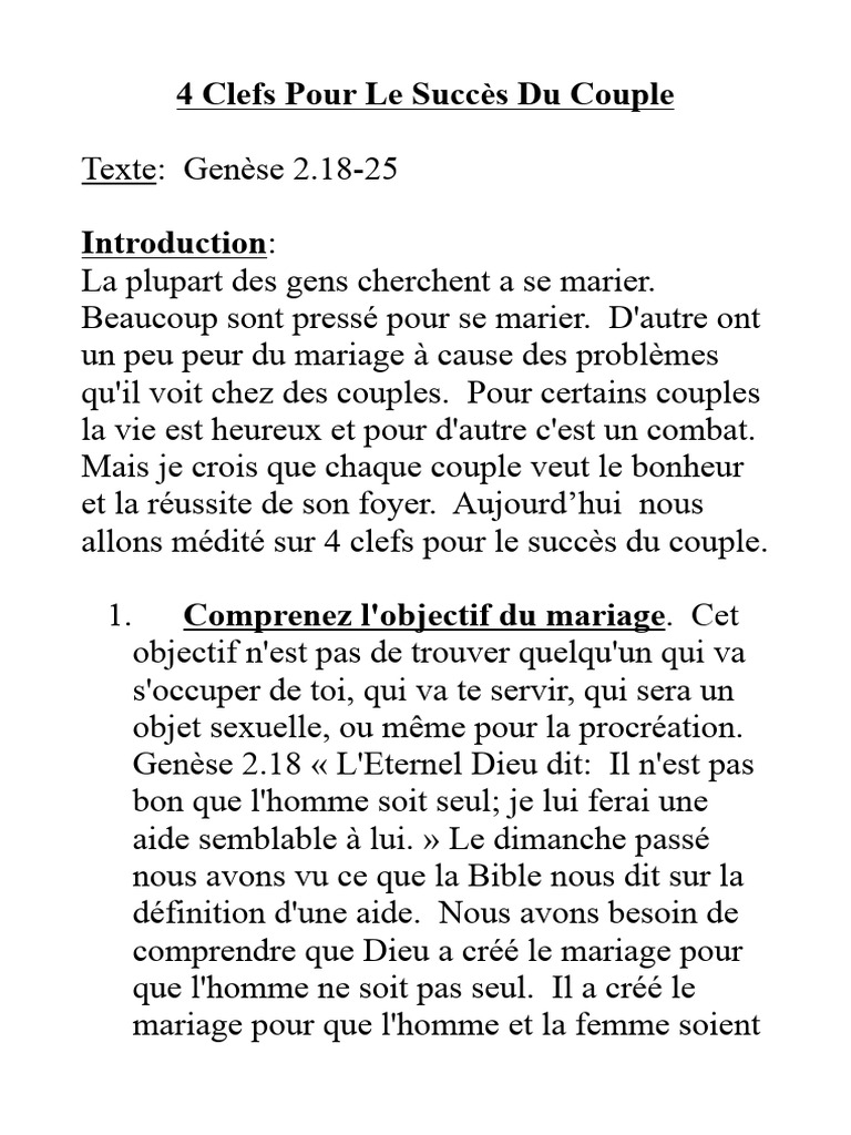 4 Clefs Pour Le Mariage | PDF