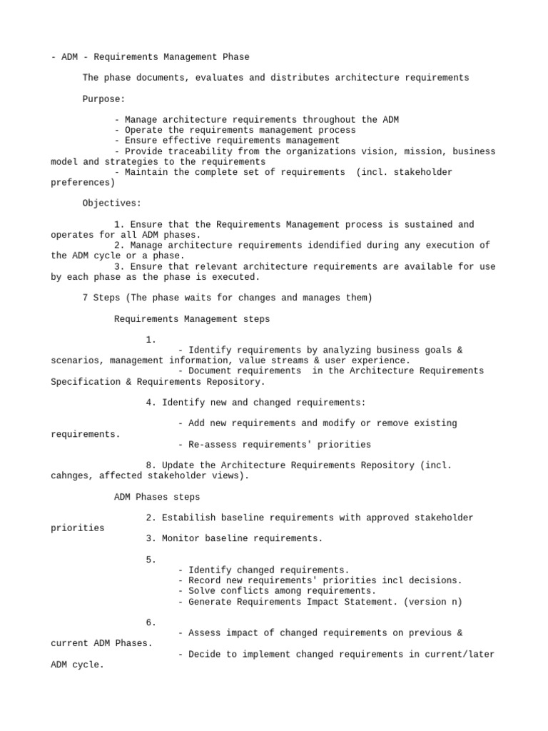 Requirements Management in ADM Phase | PDF | Information Technology ...