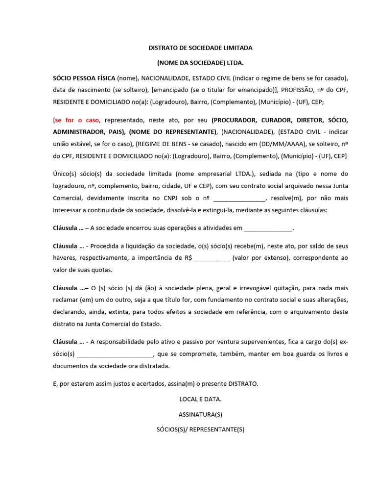 Microsoft Word - MODELO-DISTRATO-SOCIAL | PDF